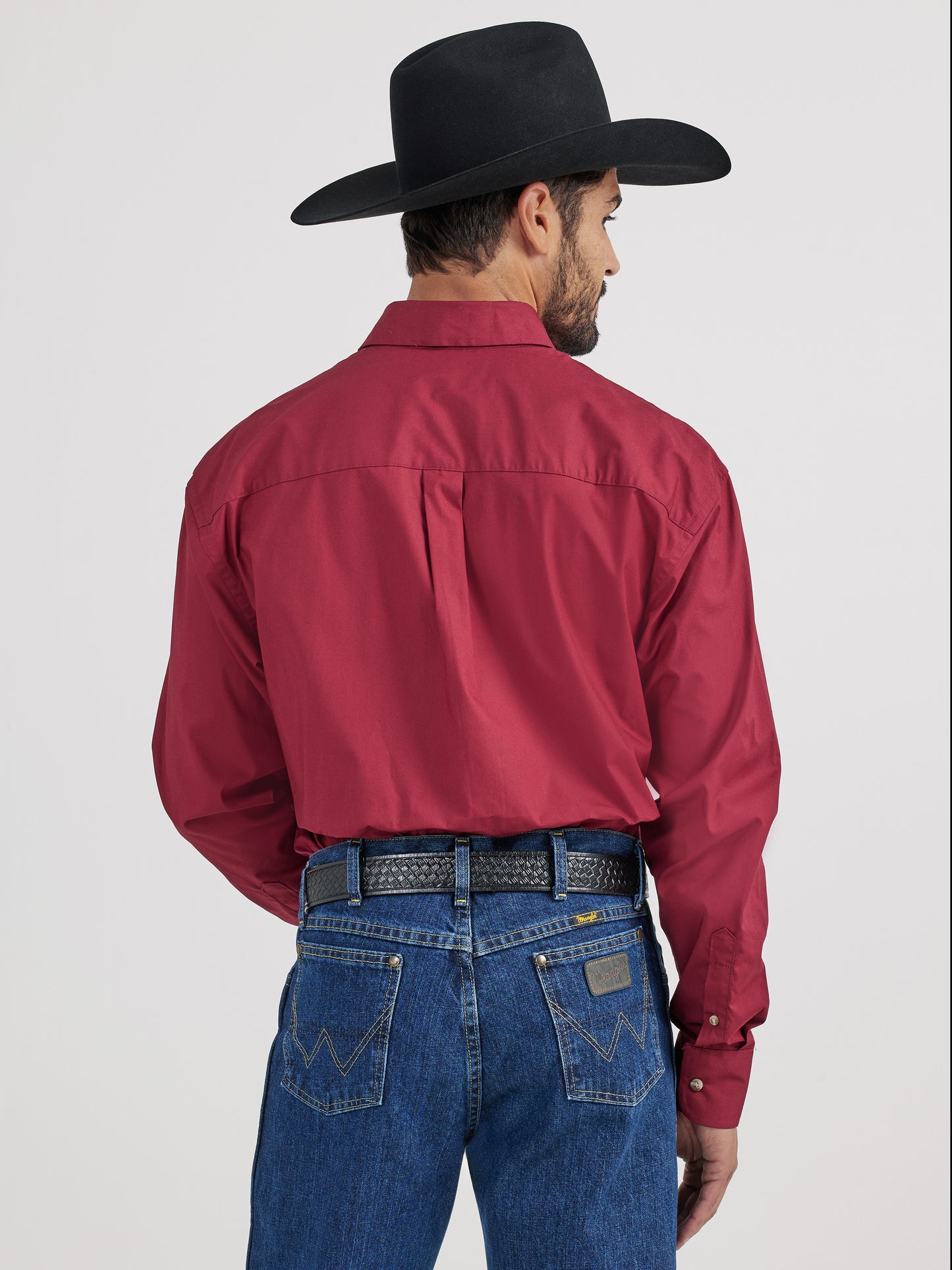 WRANGLER GEORGE STRAIT SOLID RED LONG SLEEVE SHIRT – Corral Western Wear
