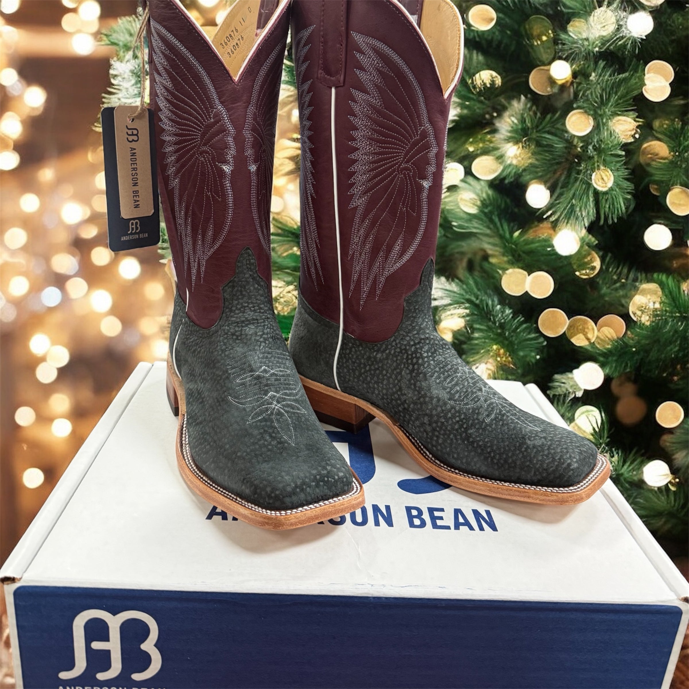 Anderson Bean Grey Carpincho (Capybara) Burgundy Shaft Square Toe Boot ...