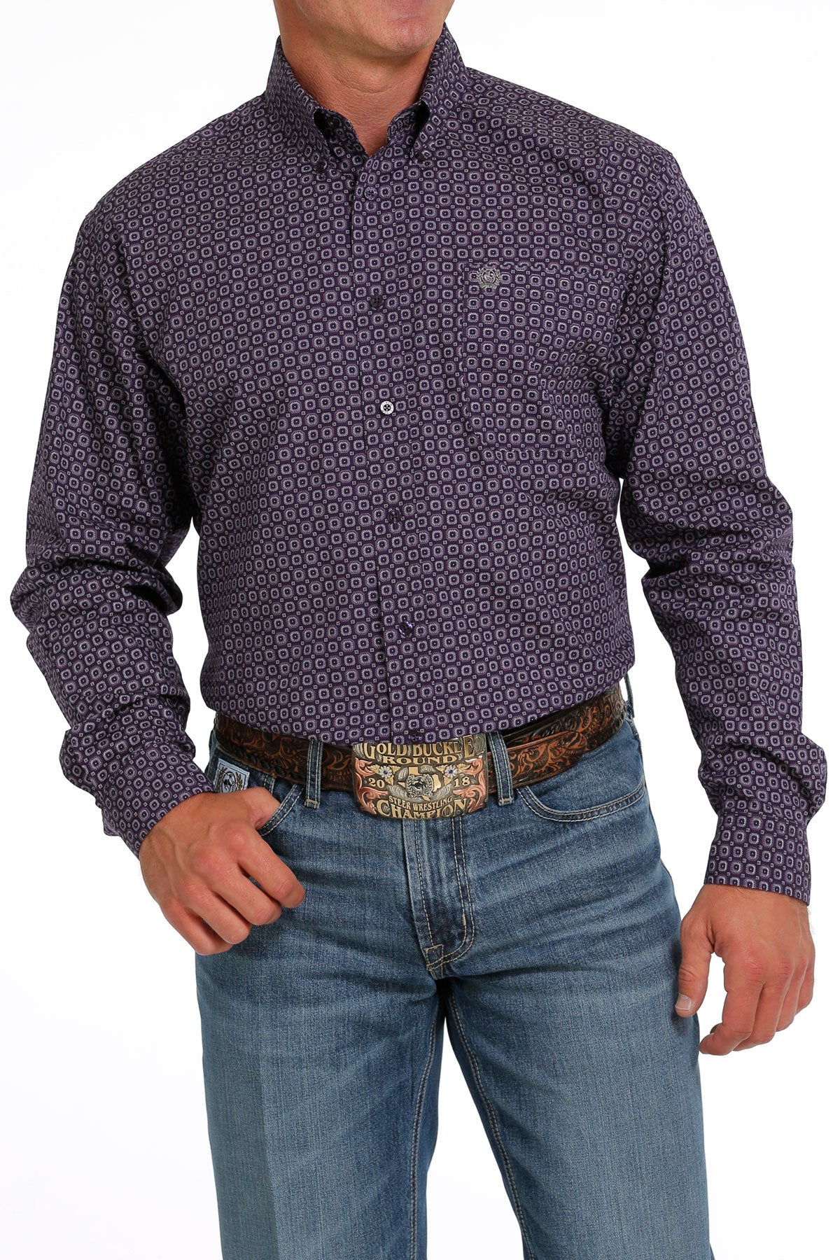 CINCH PURPLE OCTAGON LONG SLEEVE SHIRT – Corral Western Wear